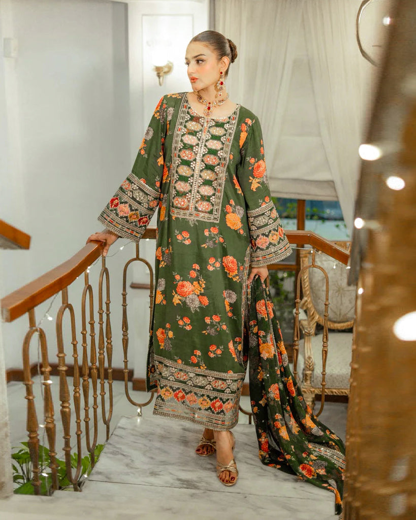 Saba Gul – Embroidered 3-Piece Dress (Stitched) – Aadaab Boutique